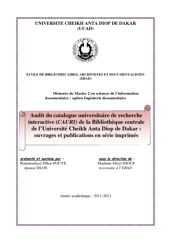 universite cheikh anta diop de dakar - Ucad